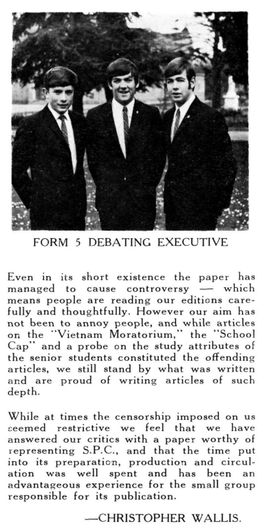 Chris Wallis (SPC 1969-70) | News | St Patrick's College